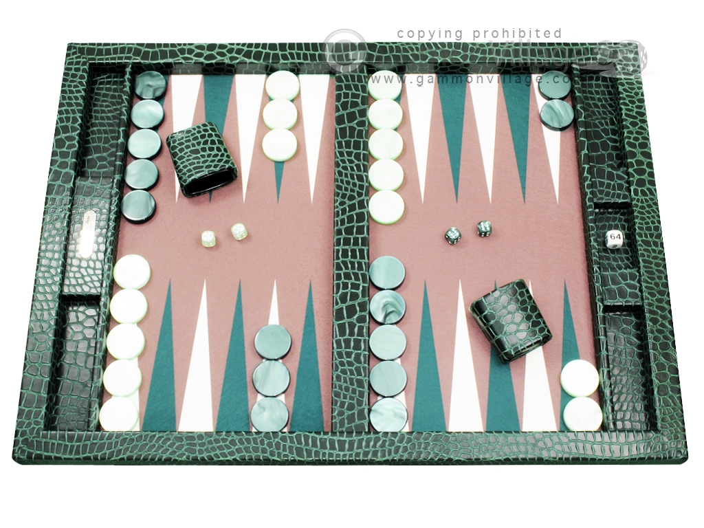 Hector Saxe Faux Croco Tabletop Backgammon Set - Emerald Green - Table ... Hector Saxe Faux Croco Tabletop Backgammon Set - Emerald Green - Table ...